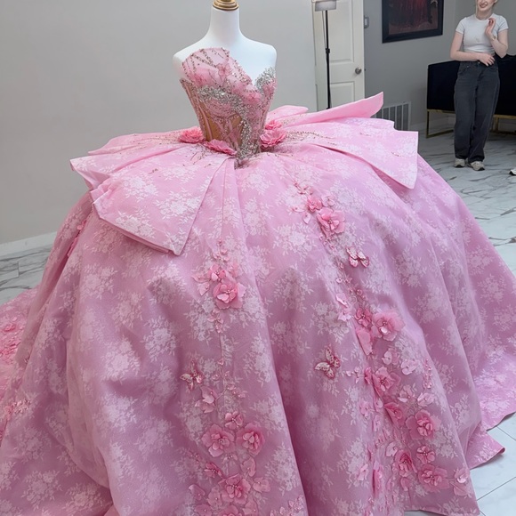 Dresses | Elegant Pink Floral Quinceaera Dress | Poshmark